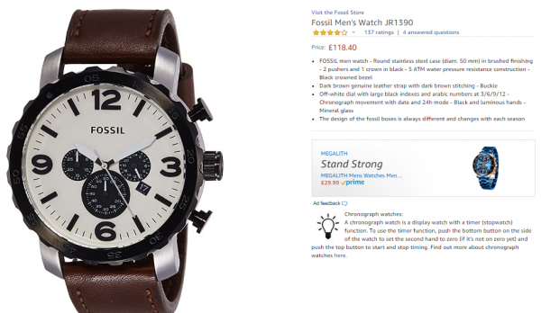 Fossil Chronograph Men’s Watch JR1390 – Ghadi.pk | Original Branded New Watches